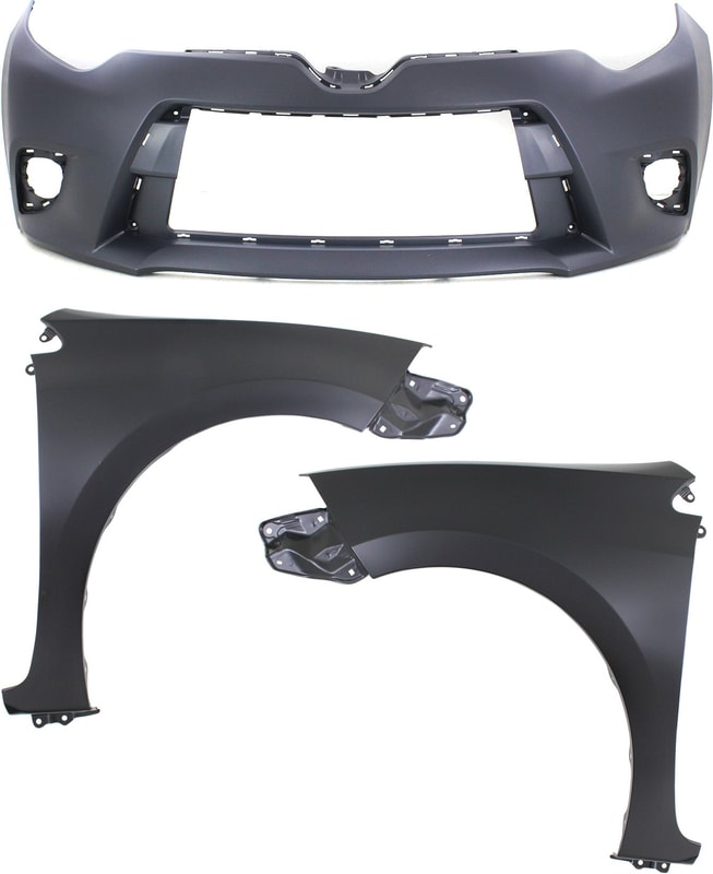 Front Bumper Cover Assembly for Toyota Corolla 2014-2016, 3-Piece kit ...