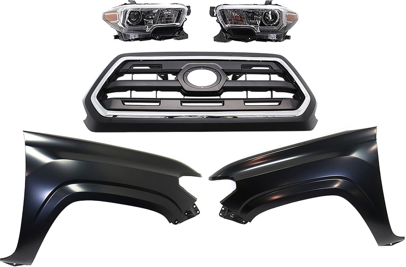 Grille for Toyota Tacoma 2016-2017, Chrome Shell with Painted Black ...