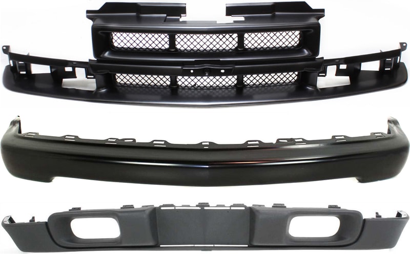 Front Bumper Kit for Chevrolet Blazer 1998-2005, Painted Black, 3-Piece ...