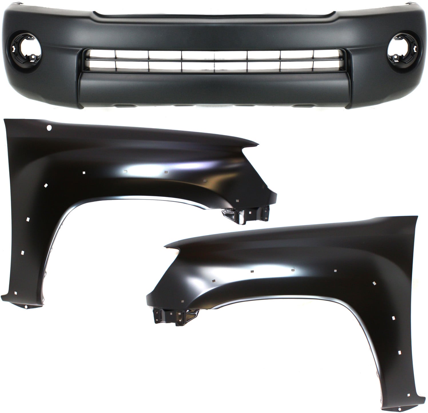 Front Bumper Cover Assembly Kit for Toyota Tacoma 2005-2011, 3-Piece ...