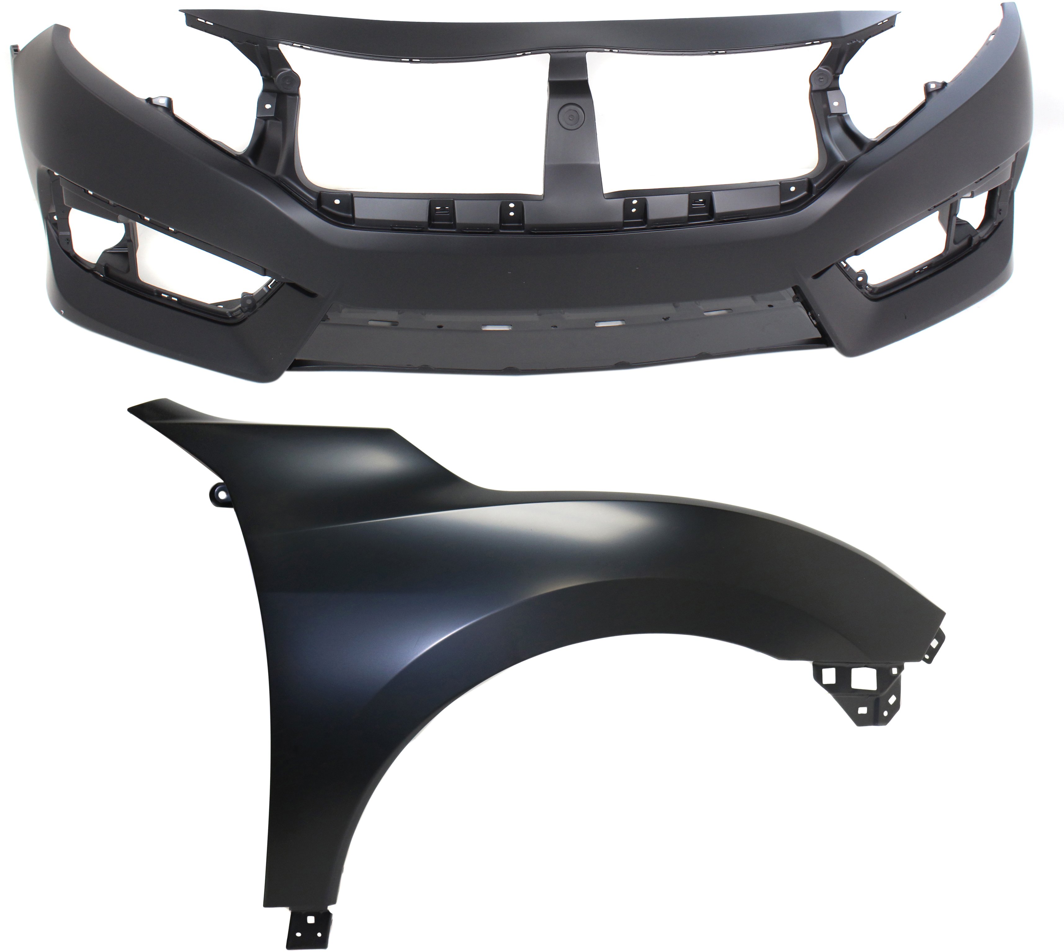 Front Bumper Cover Assembly Kit for 2016-2018 Honda Civic, Primed ...
