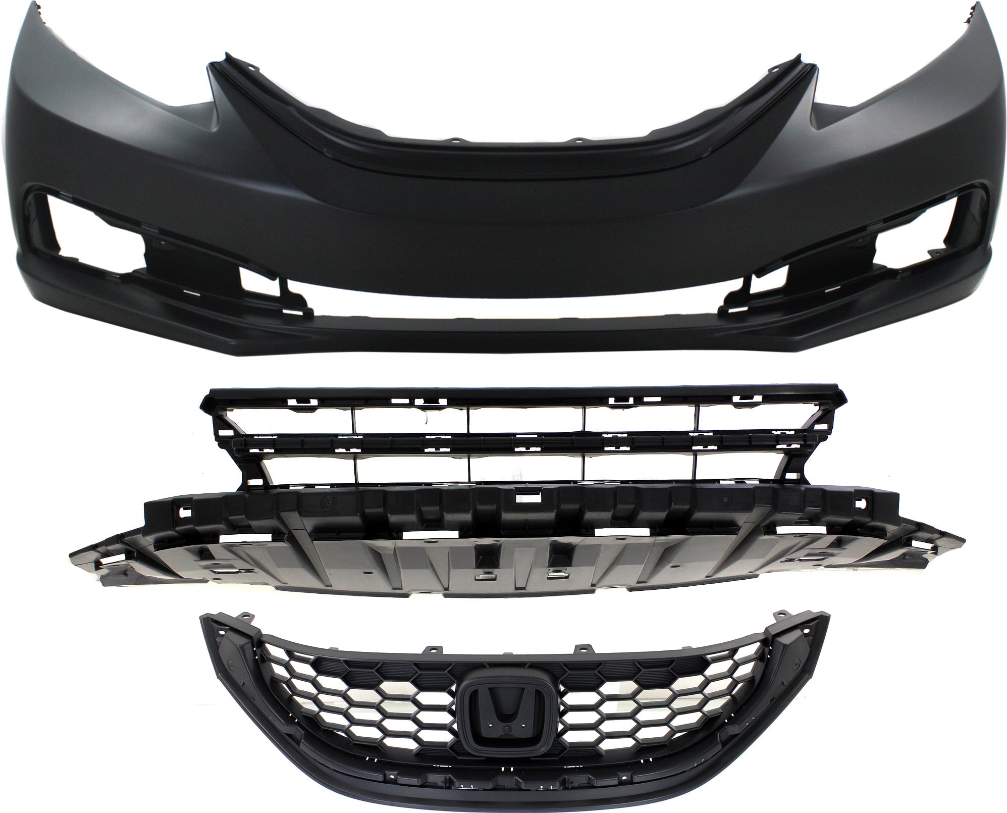 Front Bumper Cover for Honda Civic 2013-2015, 3-Piece Kit with Bumper ...