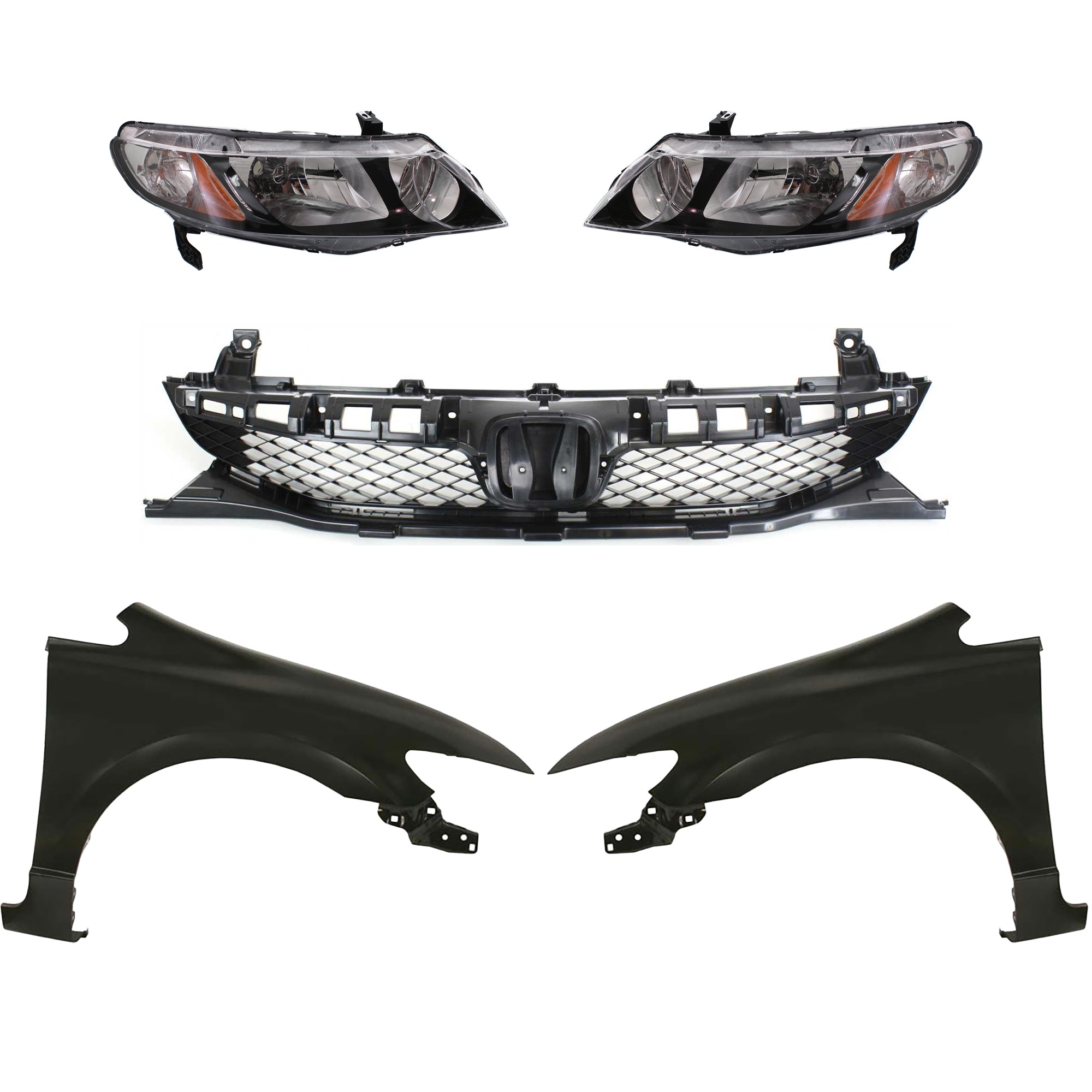 Headlight Kit for 2009-2011 Honda Civic, Right (Passenger) and Left ...