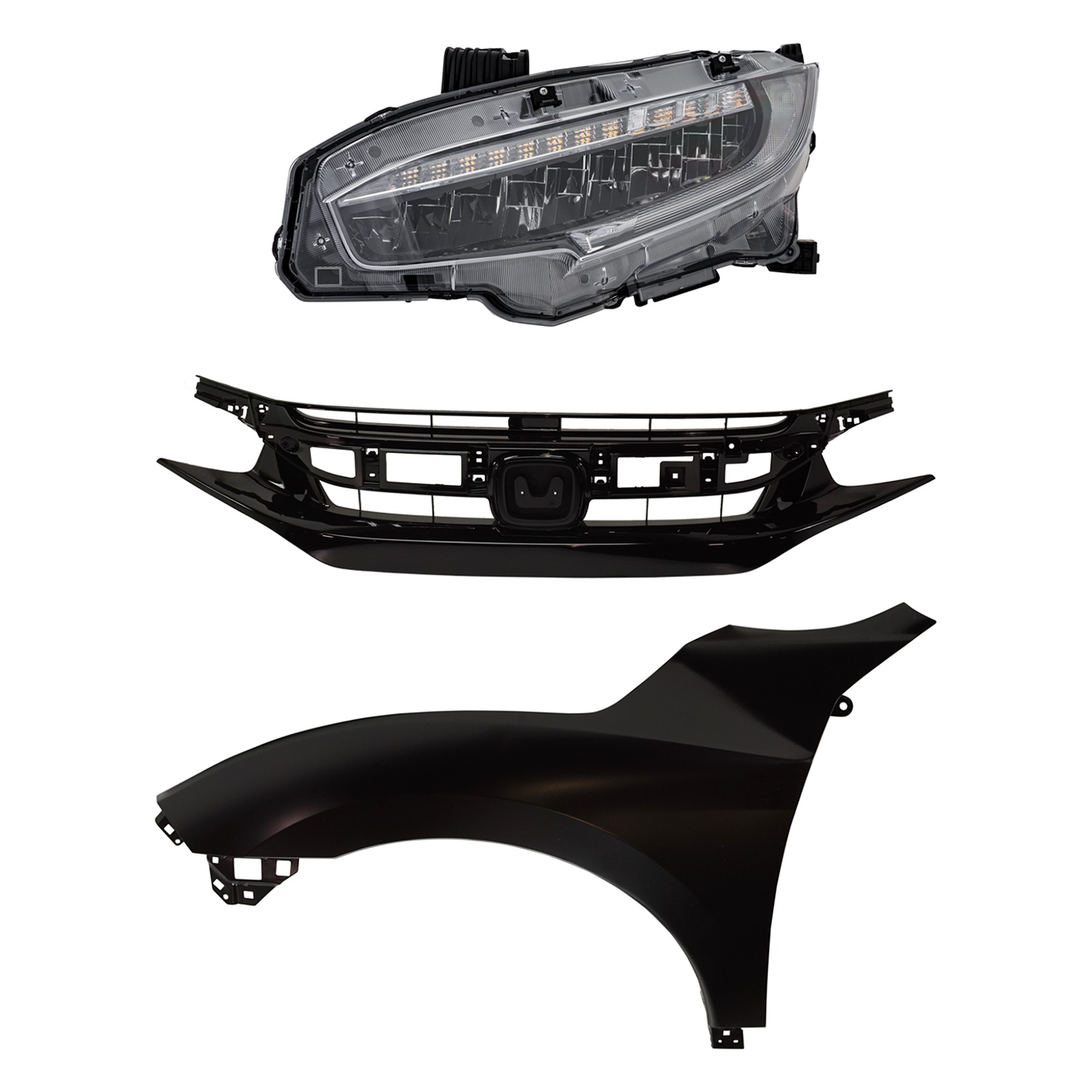 LED Headlight Assembly for 2020 Honda Civic, 3-Piece Kit with Left ...