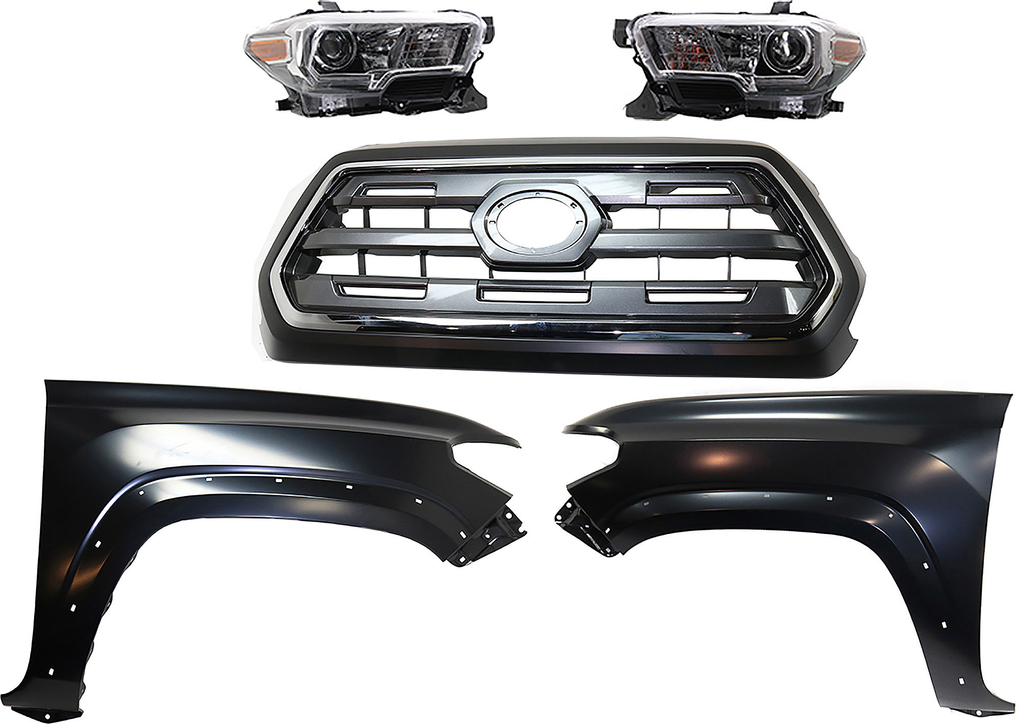Chrome Shell Grille with Painted Black Insert for TOYOTA TACOMA 2016 ...
