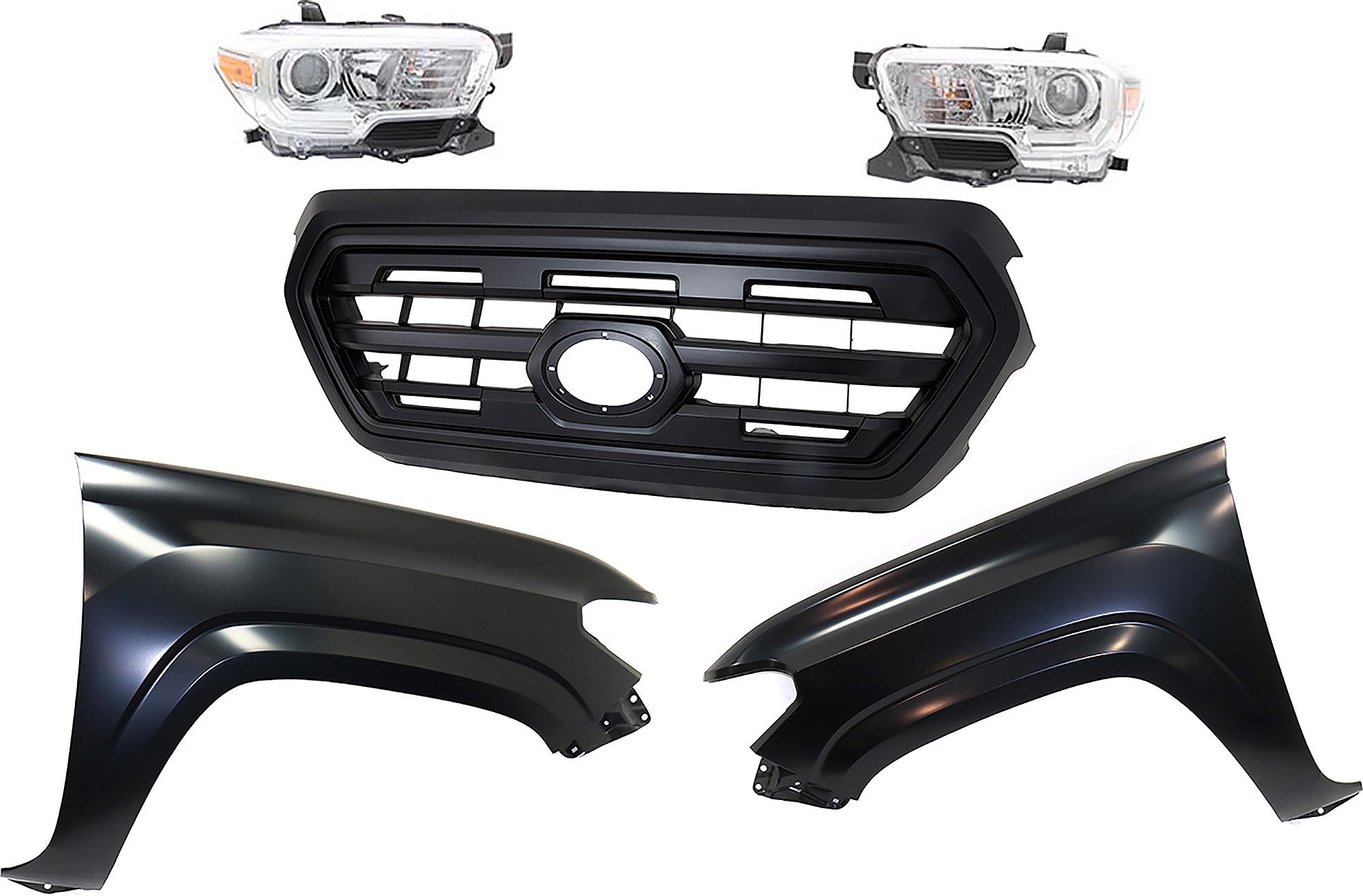 Grille Kit for Toyota Tacoma 2016-2017, Painted Black Shell and Insert ...