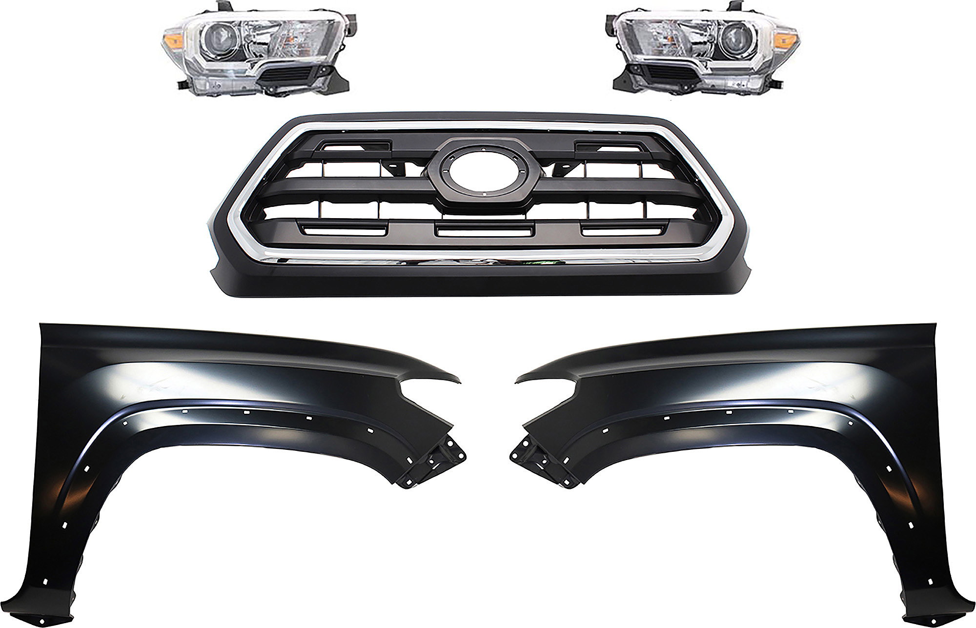 Chrome Shell Grille with Painted Black Insert for 2016-2017 Toyota ...