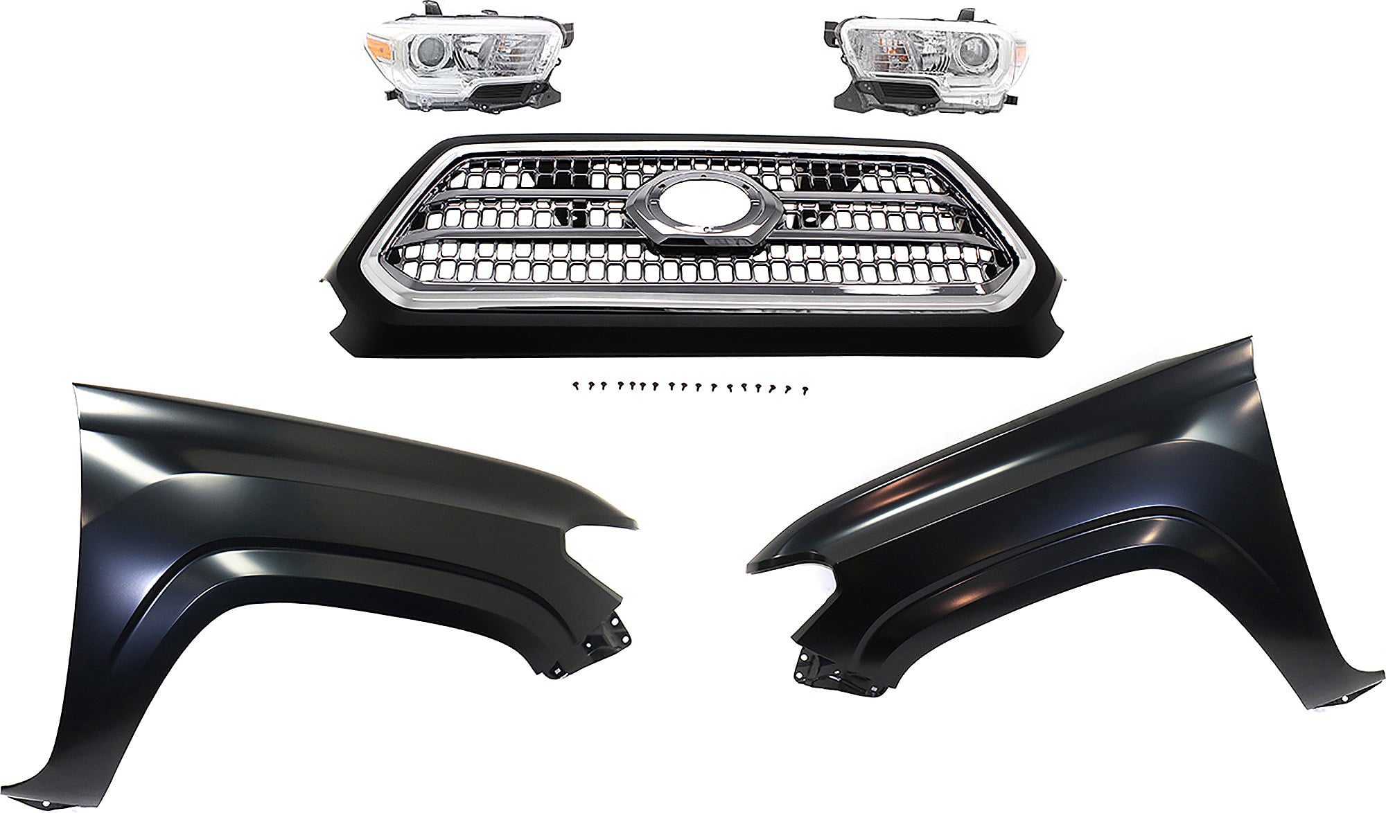 Grille Kit for Toyota Tacoma 2016-2017, Chrome Shell and Insert, 5 ...