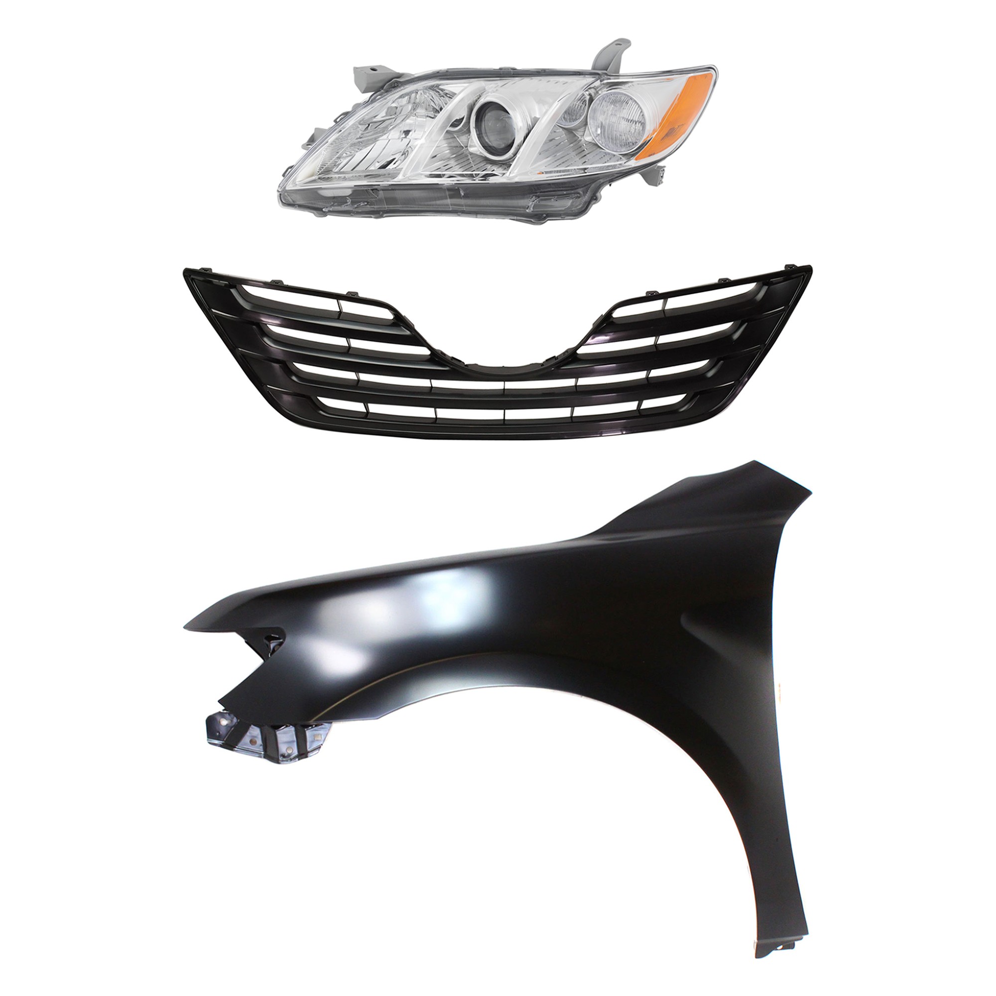Headlight for Toyota Camry 2007-2009, Left (Driver), 3-Piece Kit with ...