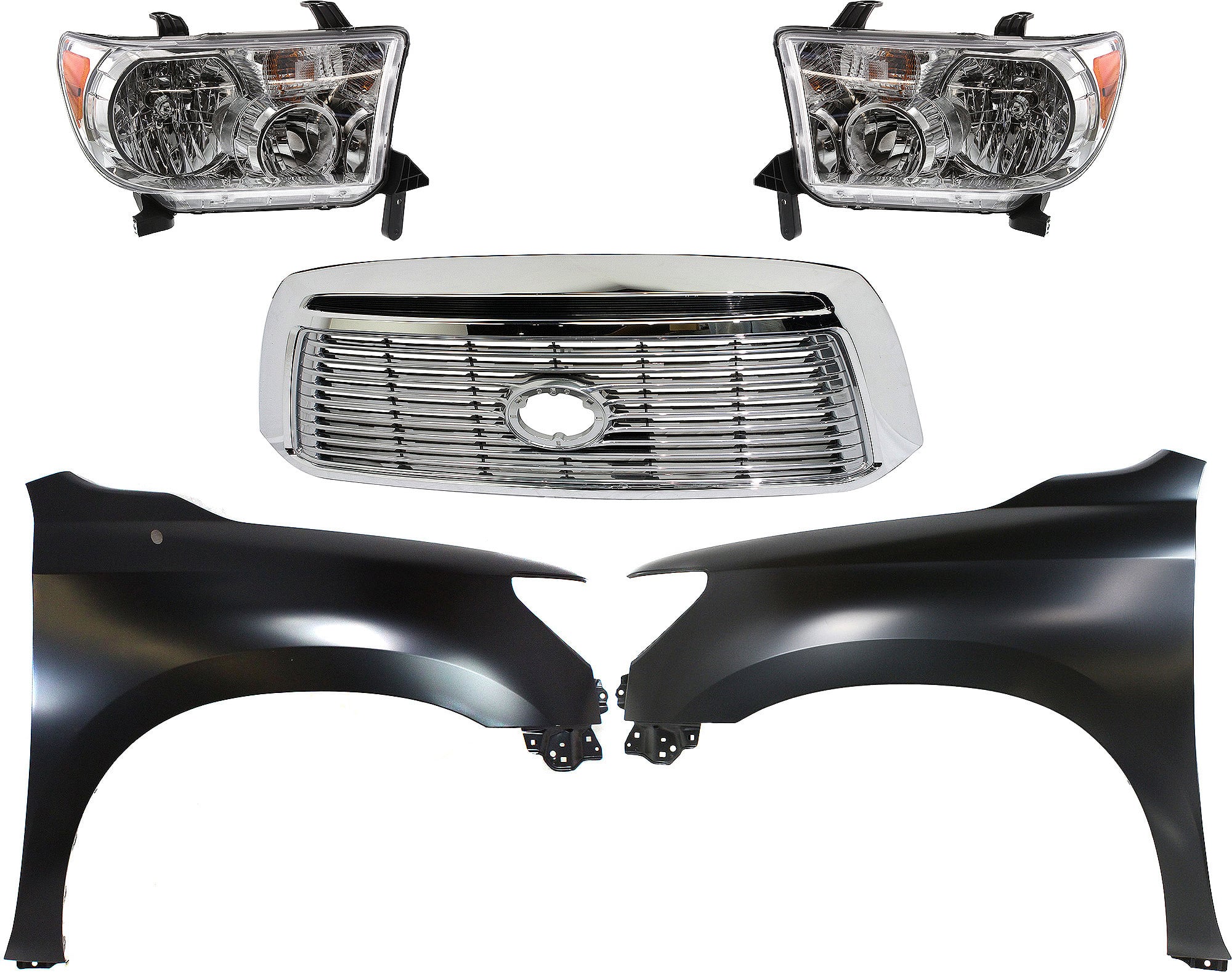 Complete Grille Kit for 2010-2013 Toyota Tundra, Chrome Shell with ...
