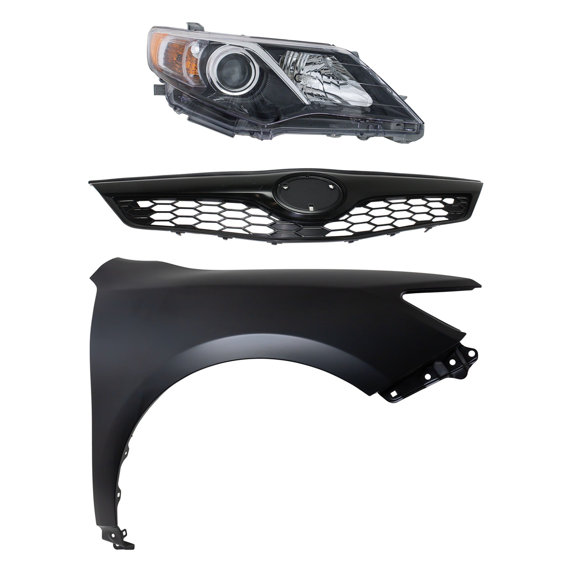 Headlight Assembly 3-Piece Kit for Toyota Camry 2012-2014, Right ...