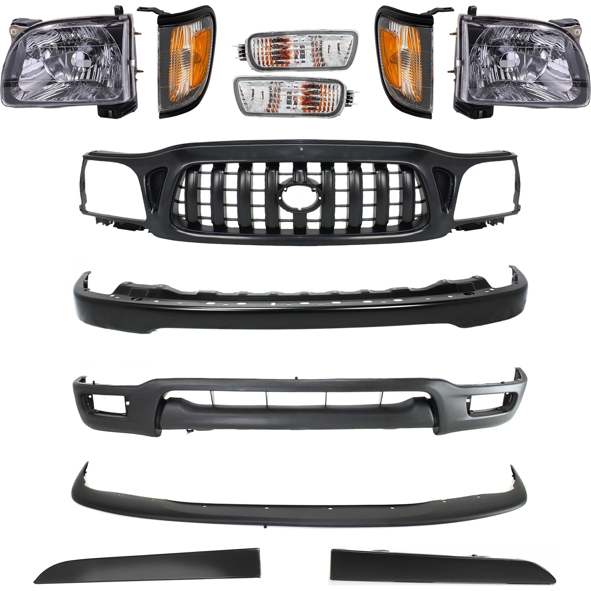 Front Bumper Replacement Kit for 2001-2004 Toyota Tacoma, 12-Piece Set ...