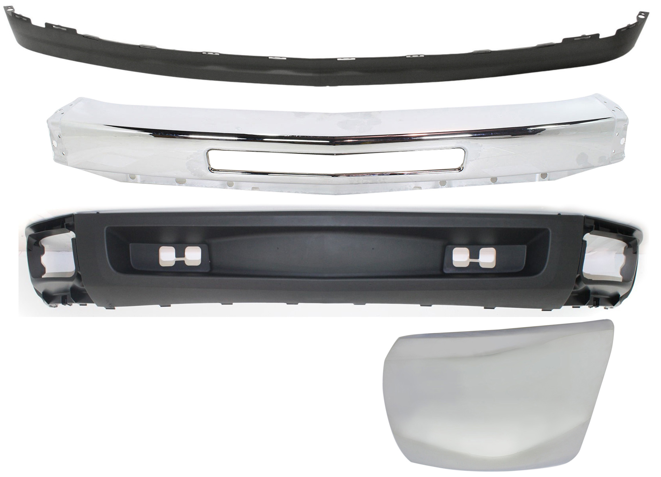 Front Bumper for Chevrolet Silverado 1500 (2012-2013), 4-Piece Kit with ...