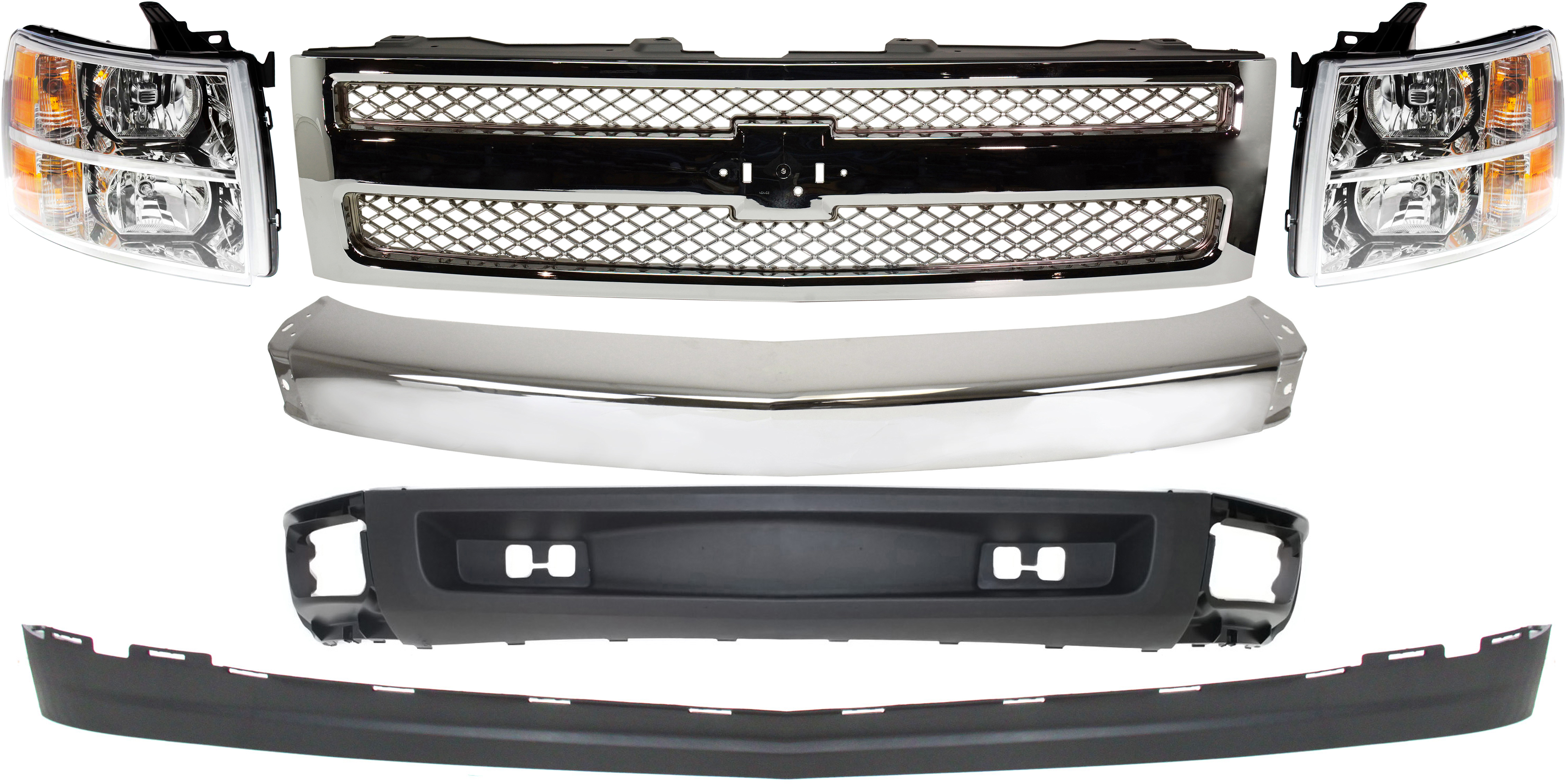 6-Piece Grille Kit for 2007-2008 Chevrolet Silverado 1500, Includes ...