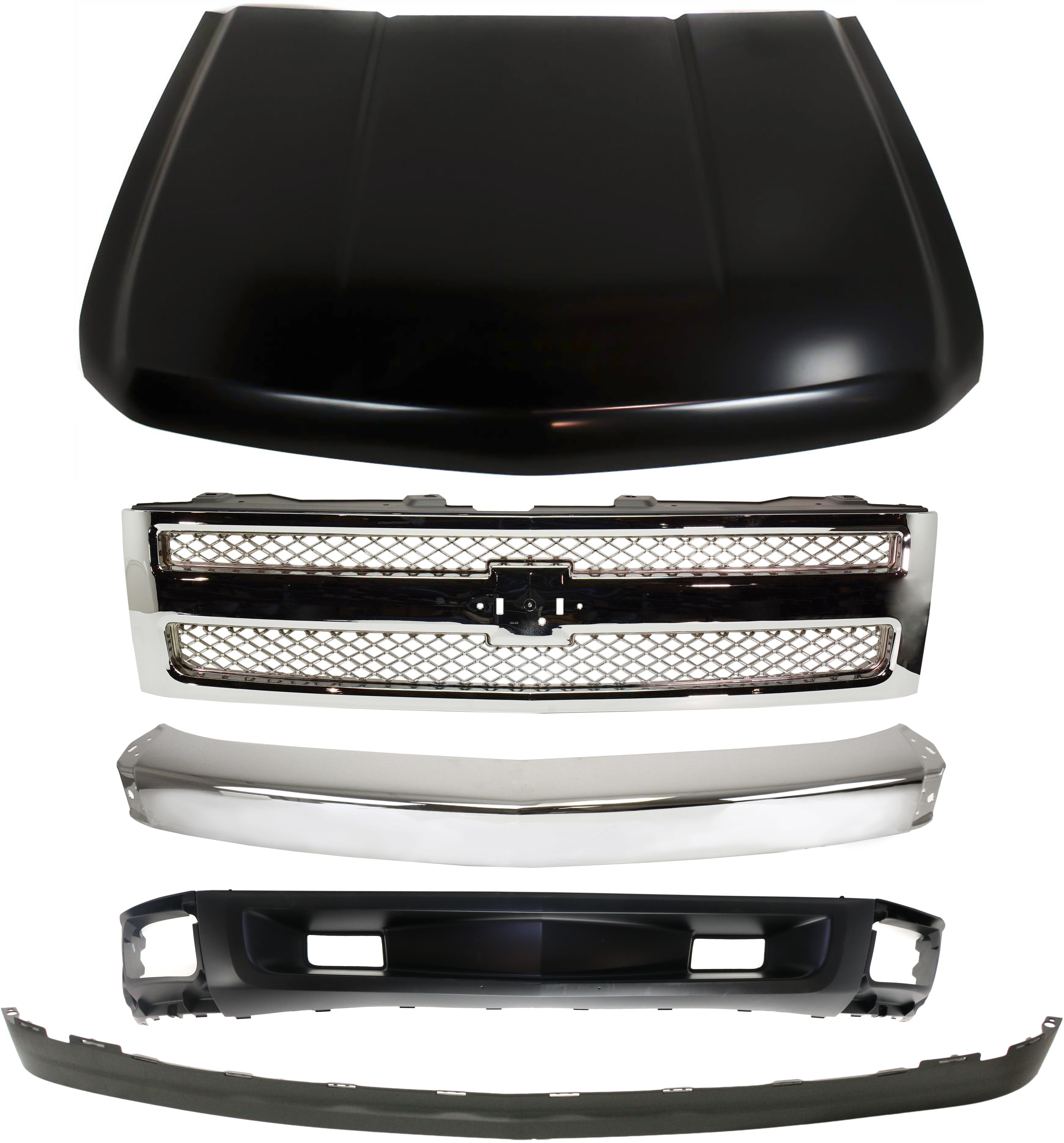 5-Piece Grille Kit for 2007-2008 Chevrolet Silverado 1500 with Bumper ...