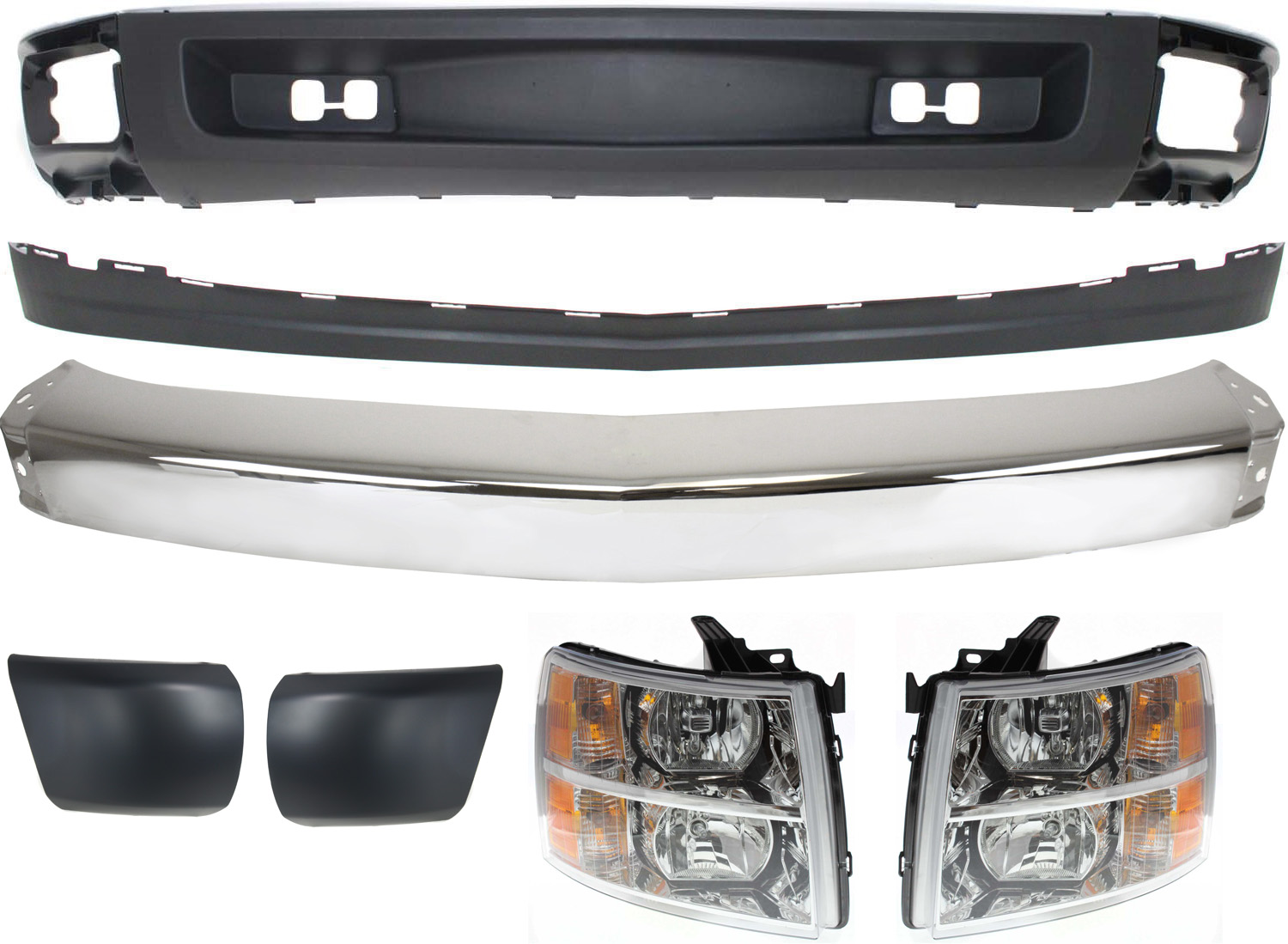 Front Bumper Replacement Kit for 2007-2008 Chevrolet Silverado 1500, 7 ...
