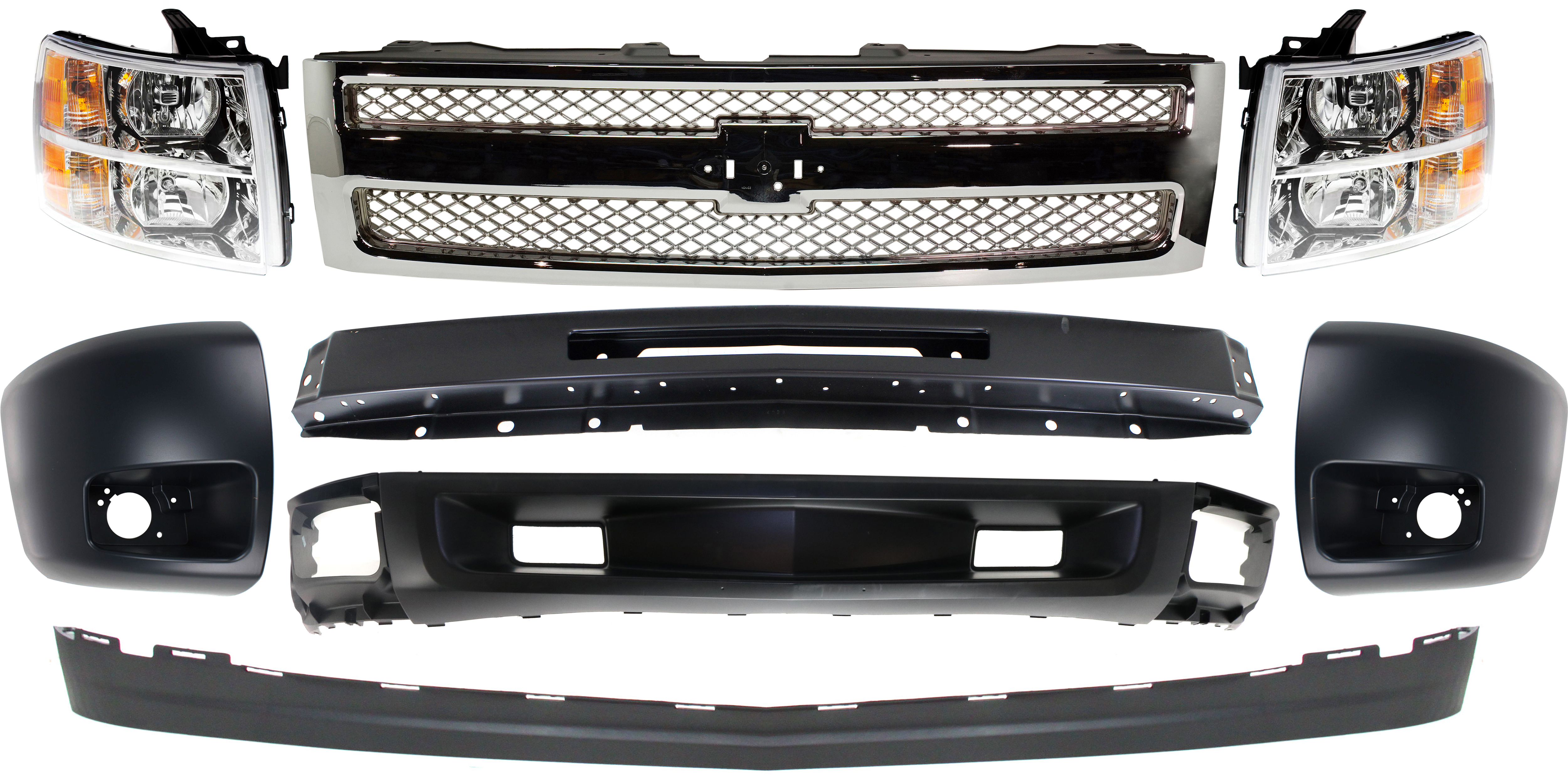 Grille 8-Piece Kit for 2009-2013 Chevrolet Silverado 1500 with Fog ...