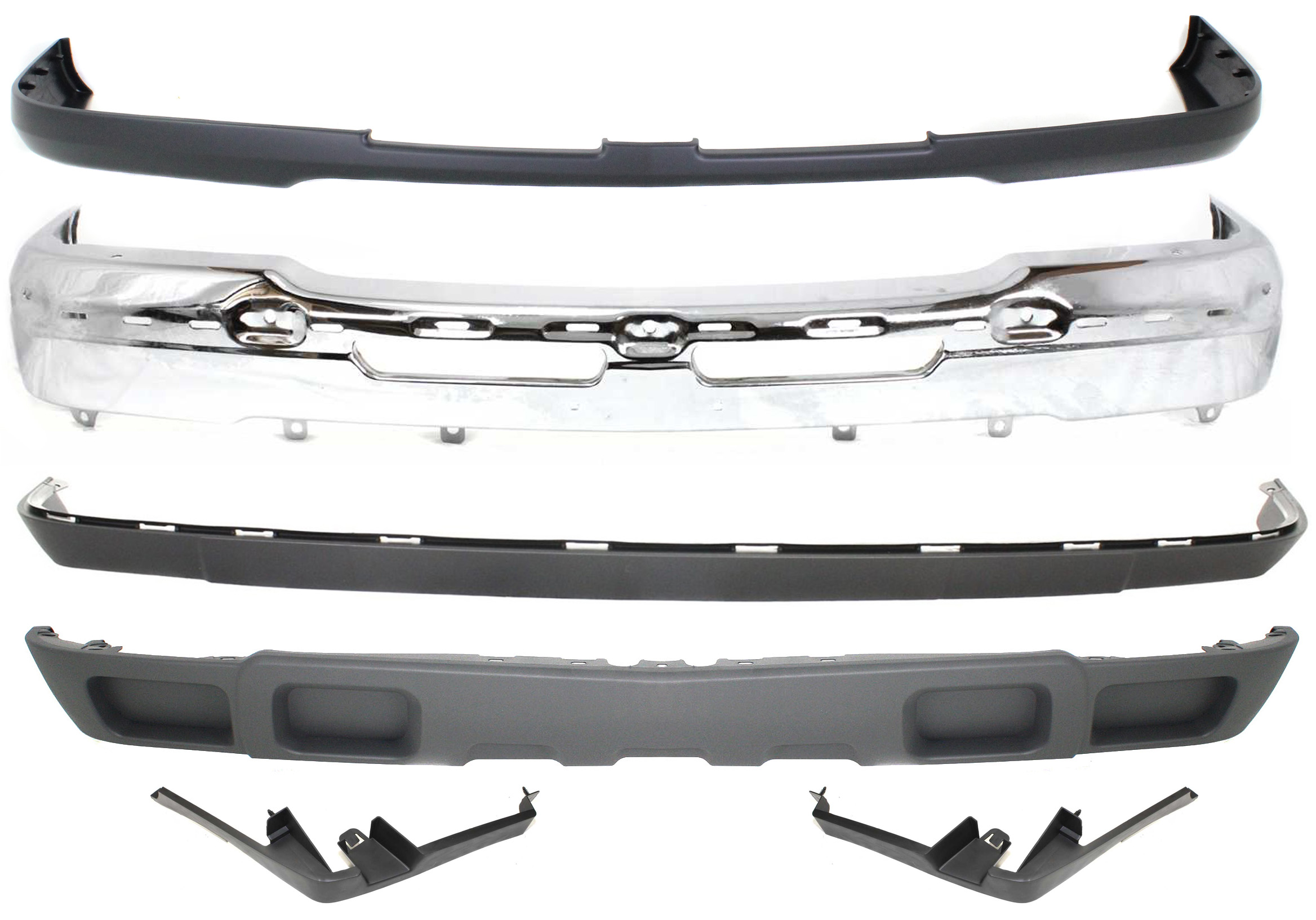 Front Bumper Cover Kit for Chevrolet Silverado 2003-2007, 6-Piece Set ...