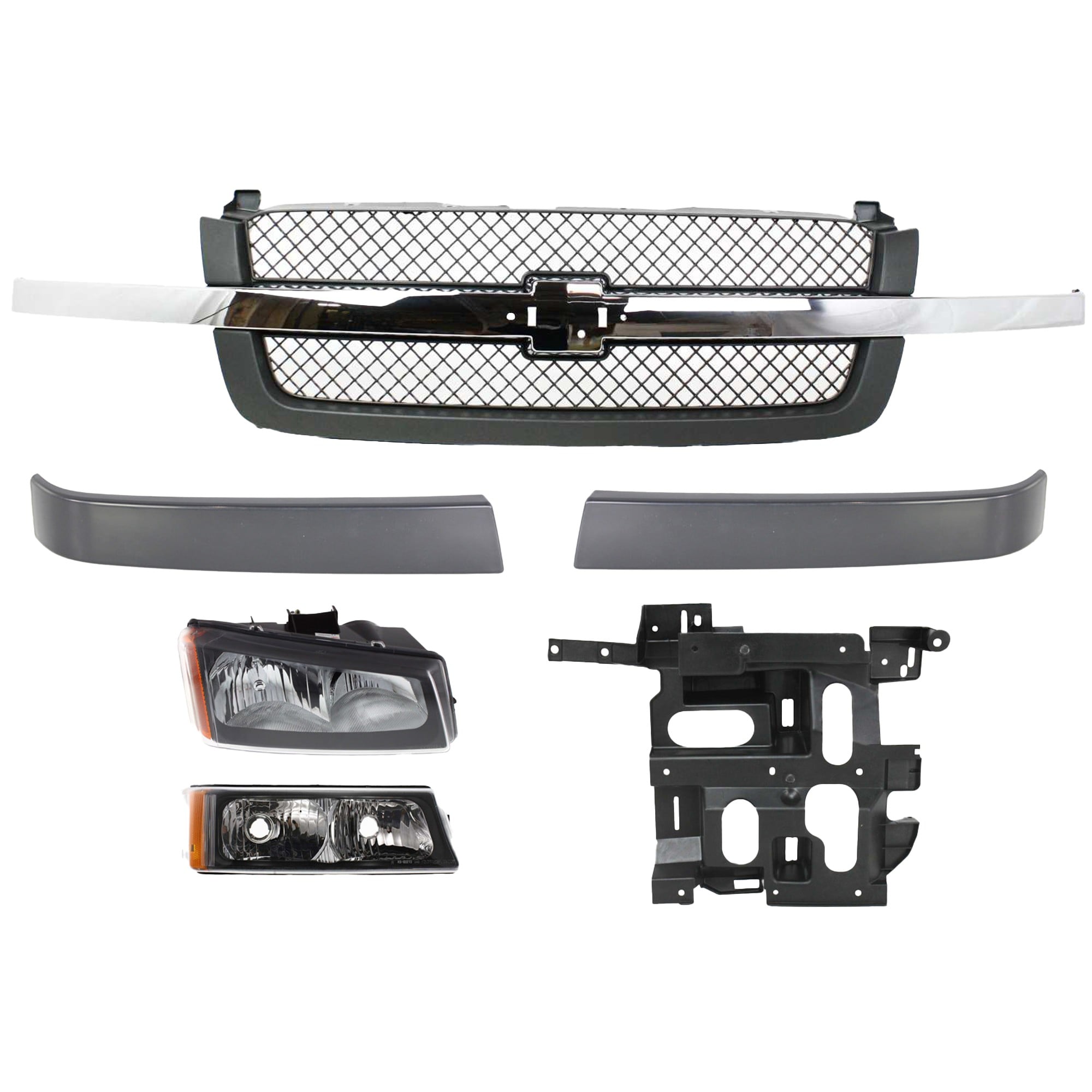 6-Piece Grille Kit for 2003-2007 Chevrolet Silverado, Includes Grille ...