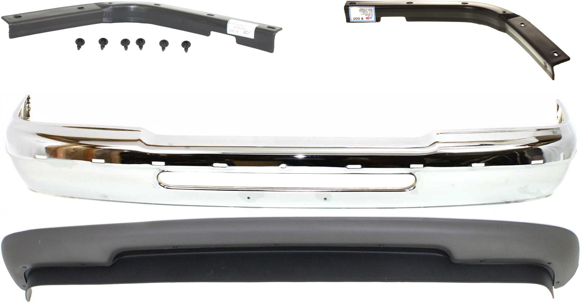 Front Bumper Kit for Ford Ranger 1993-1997, Includes 4-Piece Chrome ...