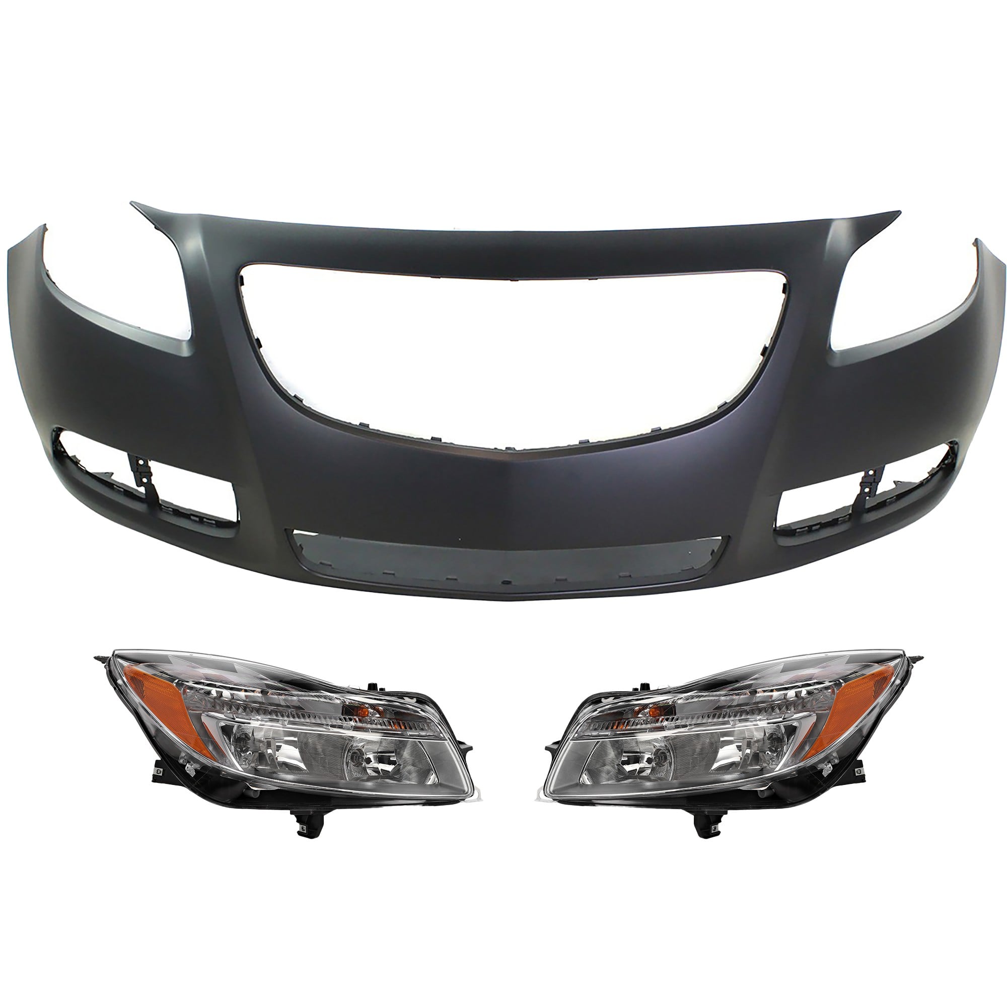 Front Bumper Cover Kit for 2011-2013 Buick Regal, 3-Piece, Primed ...