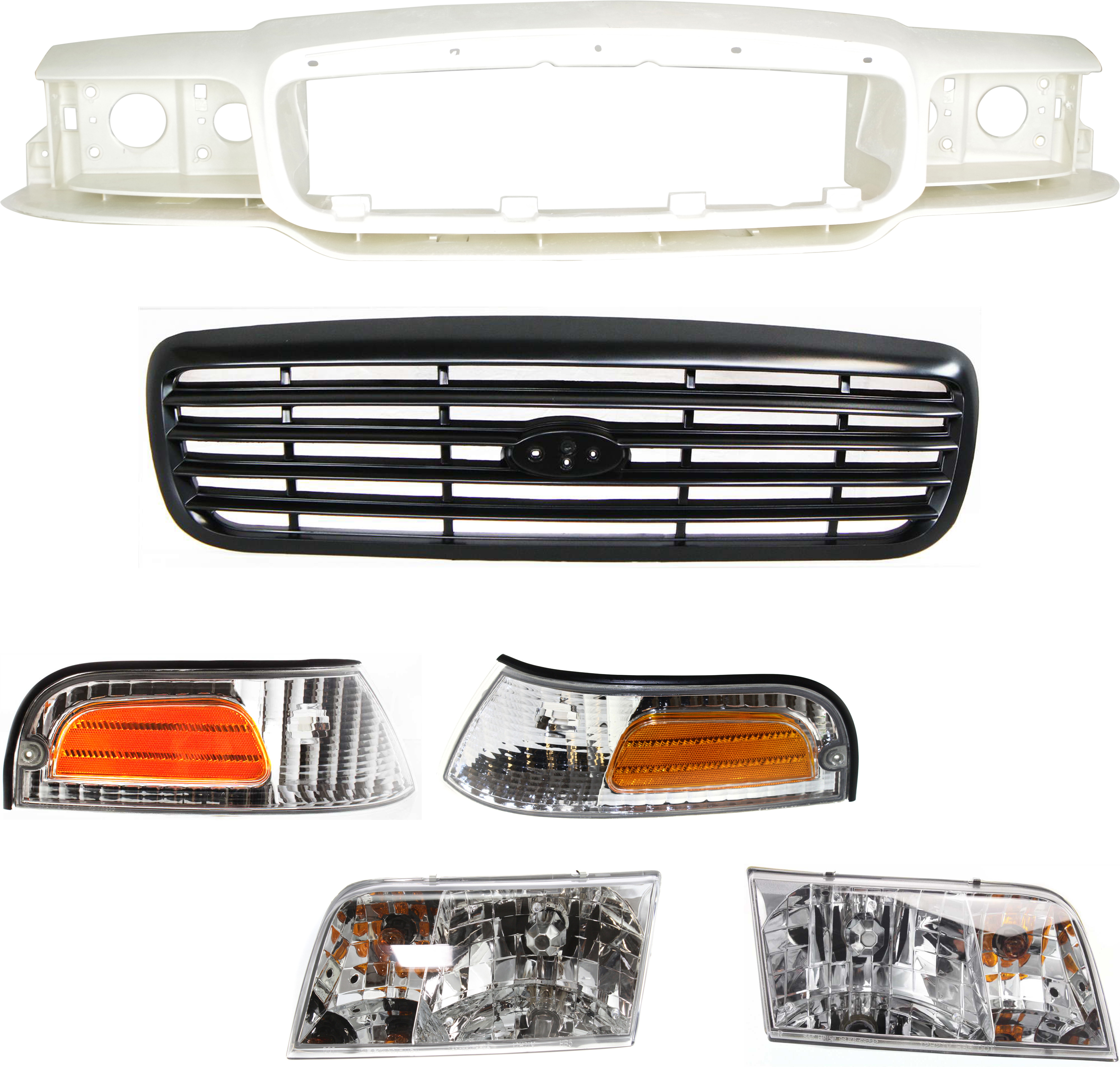 6-Piece Header Panel Kit for Ford Crown Victoria 1998-2011 Sedan with ...