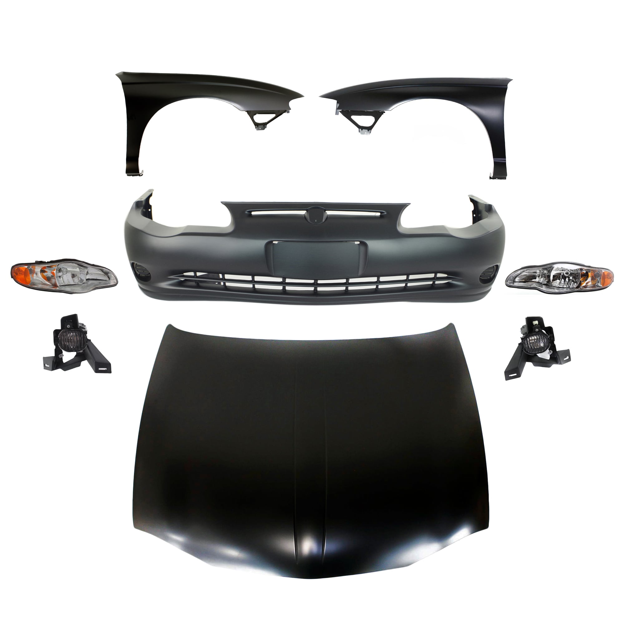 Front Bumper Cover Kit for Chevrolet Monte Carlo 2000-2005, 8-Piece Kit ...