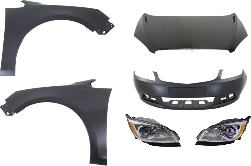 Front Bumper Cover for Buick Verano 2012-2017, 6-Piece Kit with Hood ...